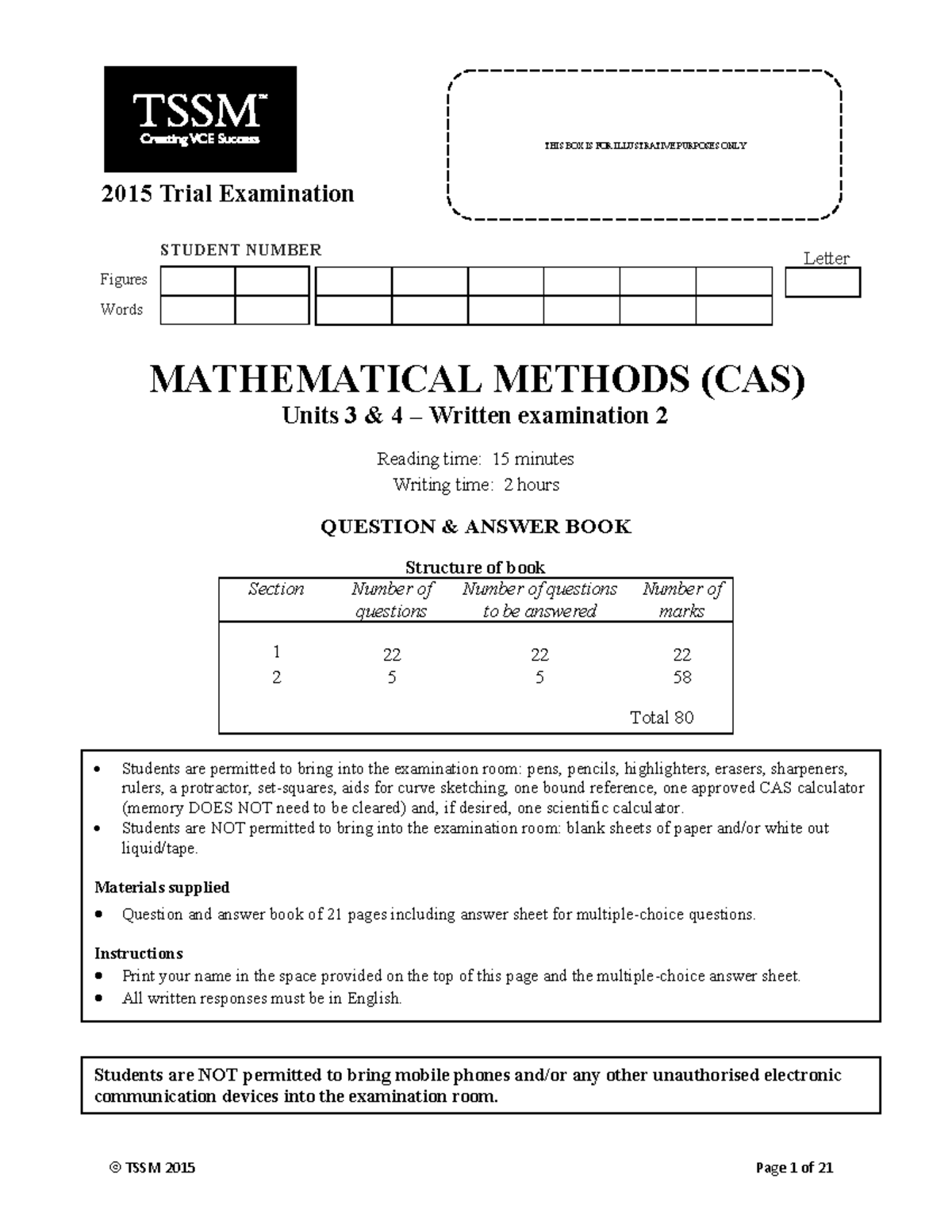 Maths Methods CAS 2015 Units 3 & 4 Trial Exam 2 - Questions - 2015 ...