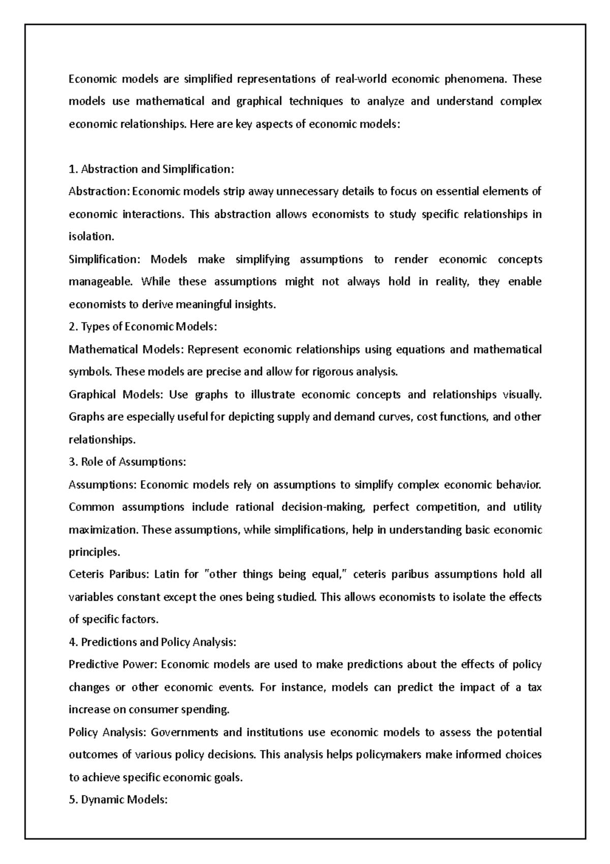 Economic models - These models use mathematical and graphical ...