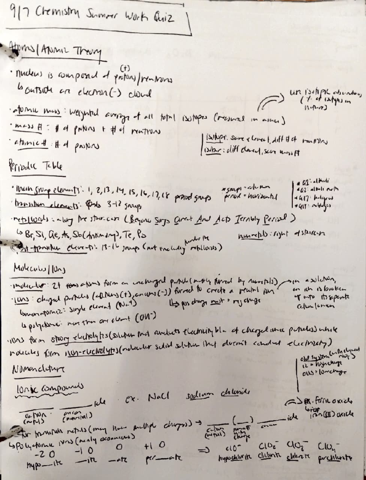 10th Grade Chemistry Review or AP Chem Unit 1 - Ndmeneltr onsi chud ply ...