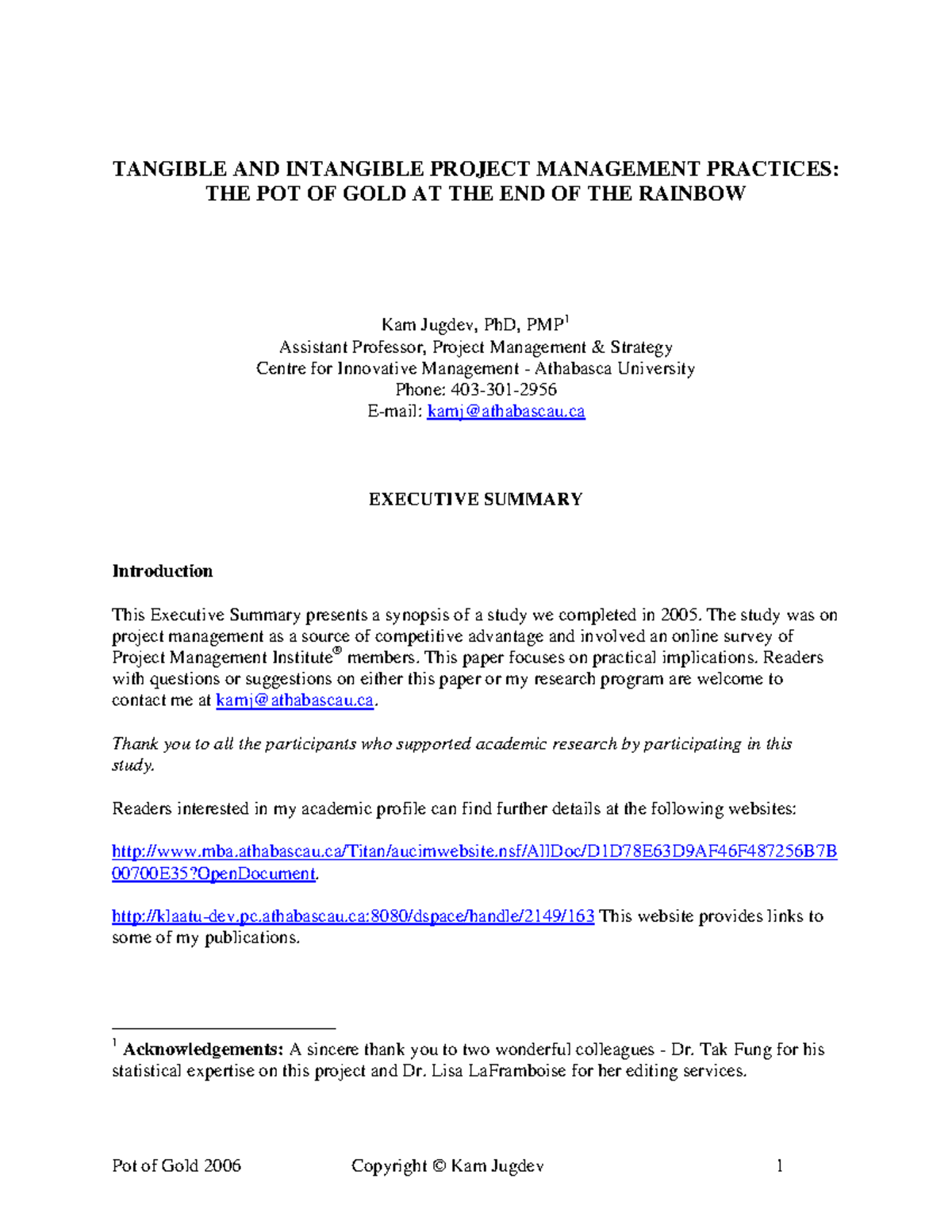 Tangible and intangible project management - TANGIBLE AND INTANGIBLE ...