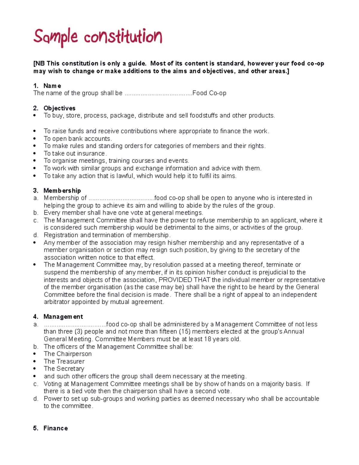 Sample Constitution - more assistance is needed so that i will able yo ...