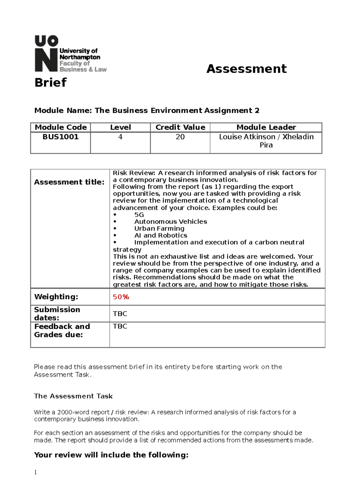 Business Environment 2021 Assessment Brief - AS2 - Assessment Brief ...