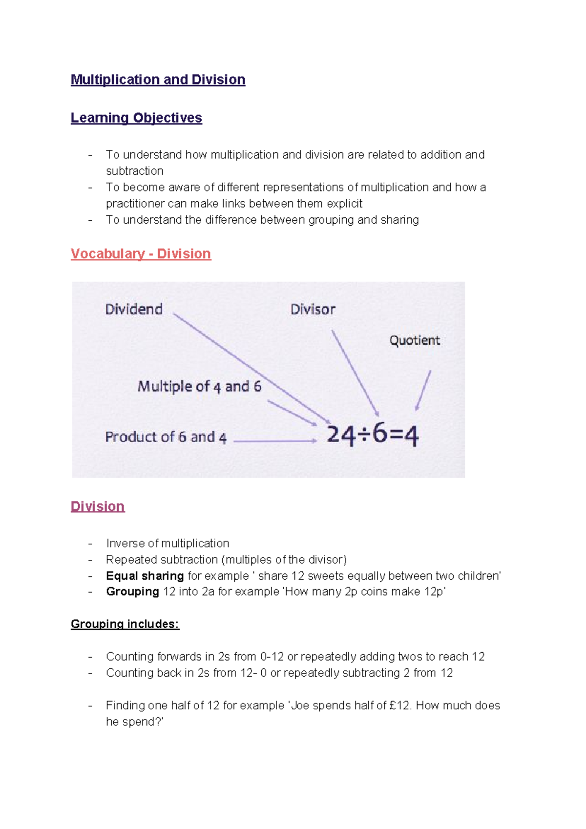 Session 6 - Multiplication and Division (Year 1) - Multiplication and ...
