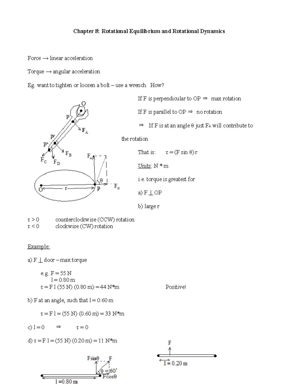Phy101 Ch8 Lecture Notes - Chapter 8: Rotational Equilibrium and ...