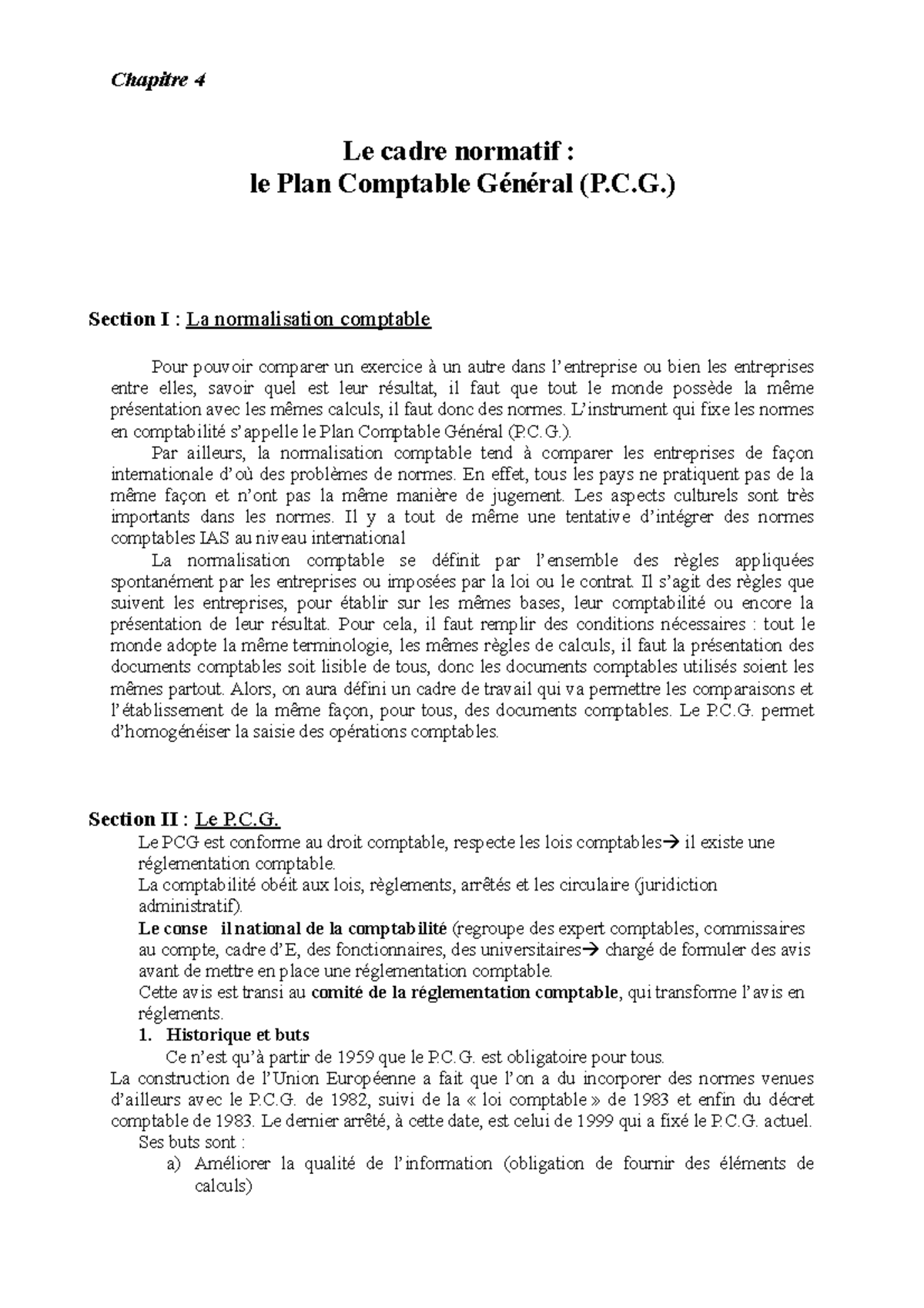 Chapitre 4 Le cadre normatif , le PCG - Chapitre 4 Le cadre normatif ...