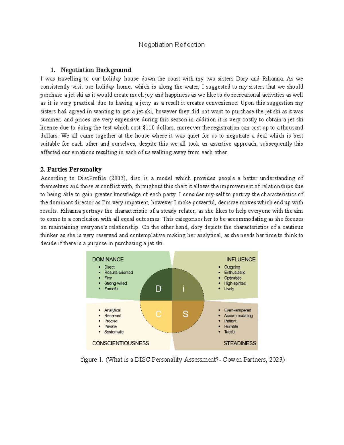 Copy of Negotiation Reflection - Negotiation Reflection 1. Negotiation ...