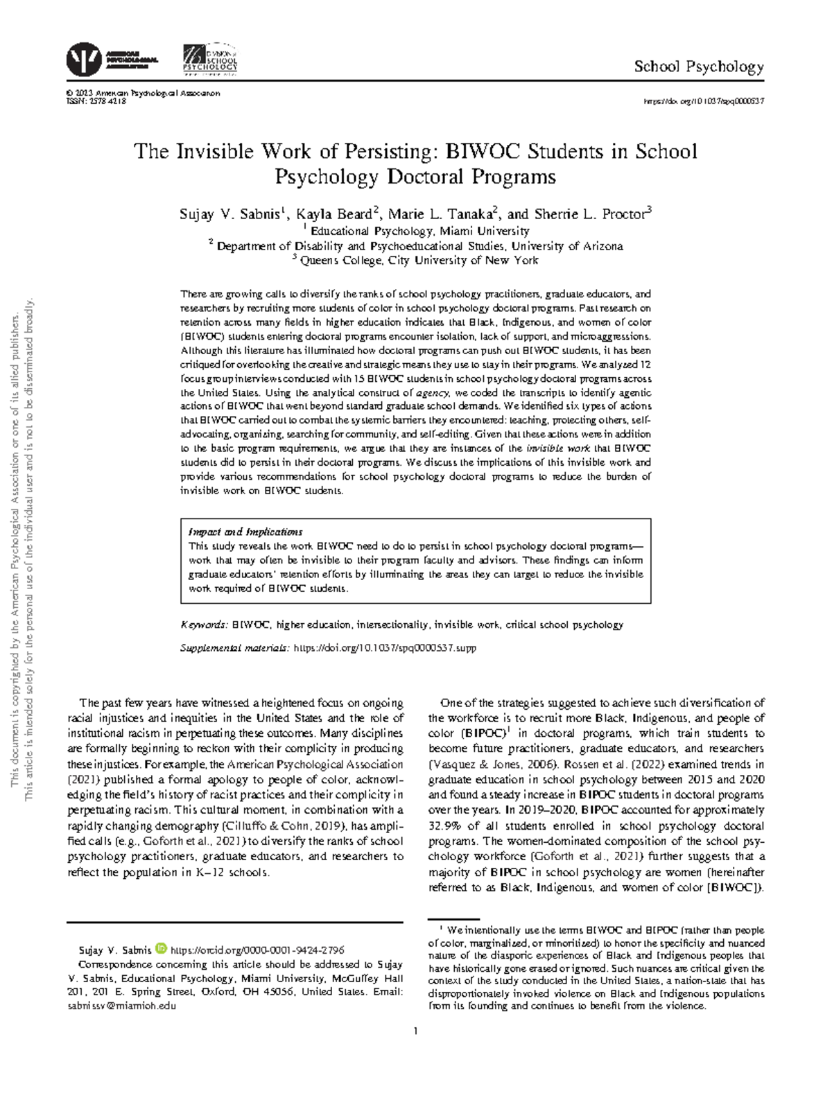 The Invisible Work of Persisting Biwoc S - The Invisible Work of ...