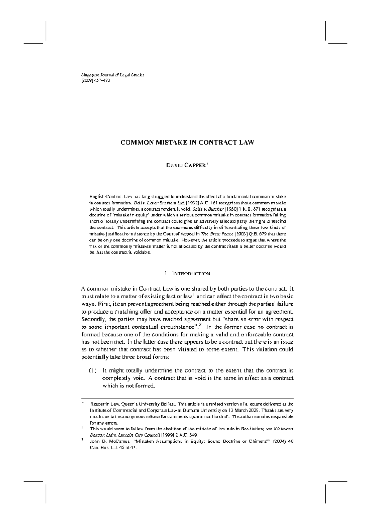 How to restructure contract law in Singapore - Singapore Journal of ...