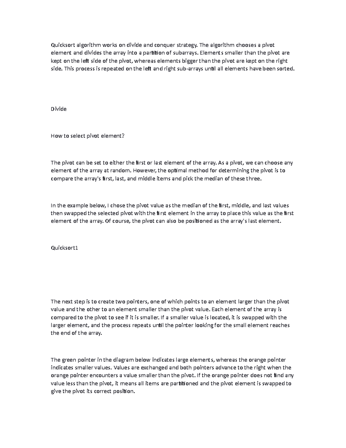 Discussion 6 1 - Quicksort algorithm works on divide and conquer ...
