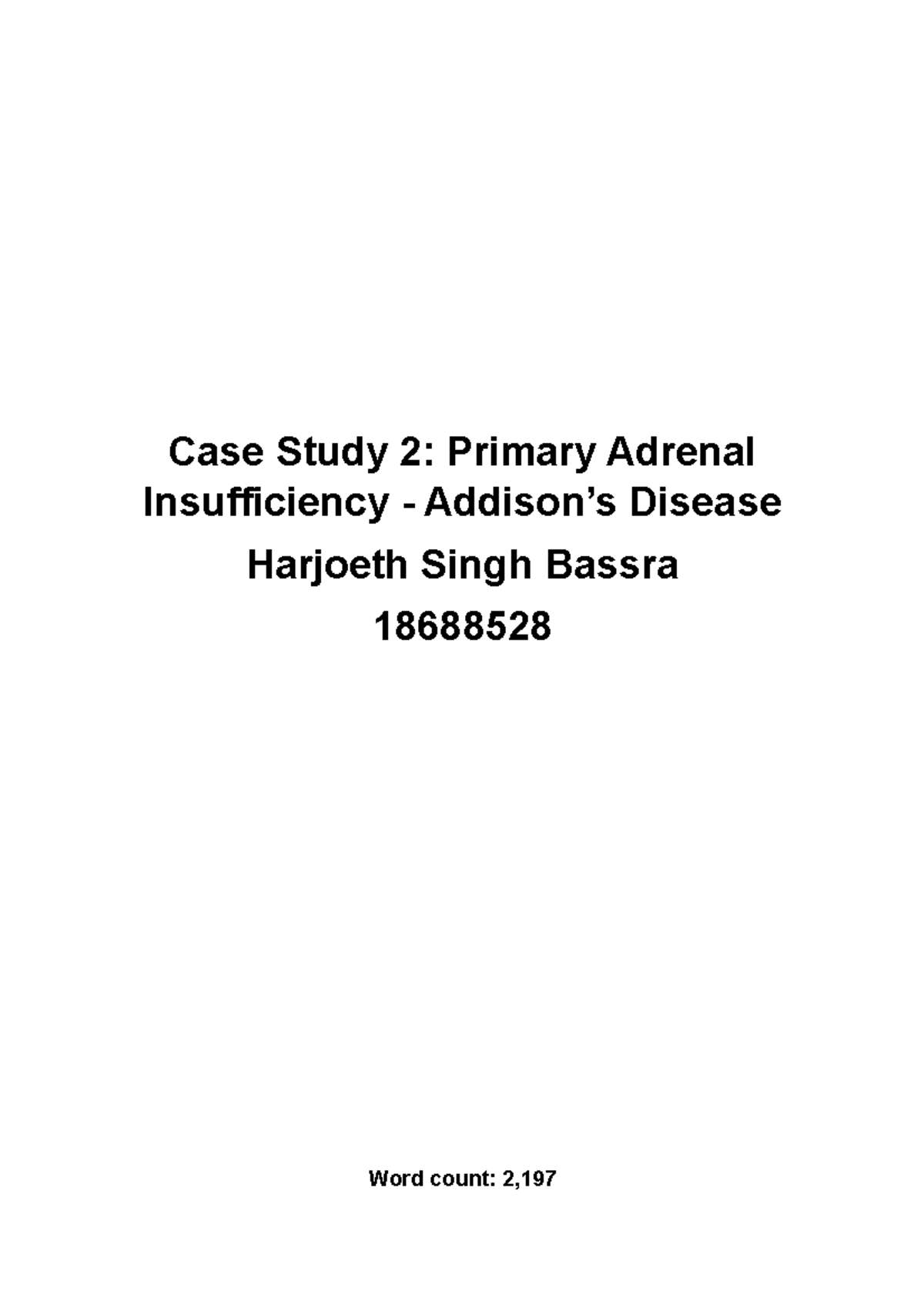 Addisons Disease - The document above contains clinical presentations ...