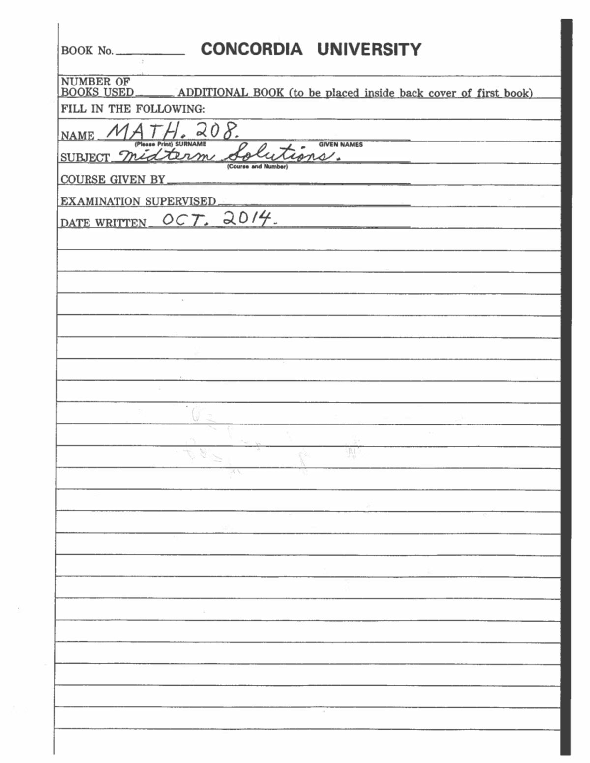 2014 Fall Midterm Solutions - MATH 208 - Studocu