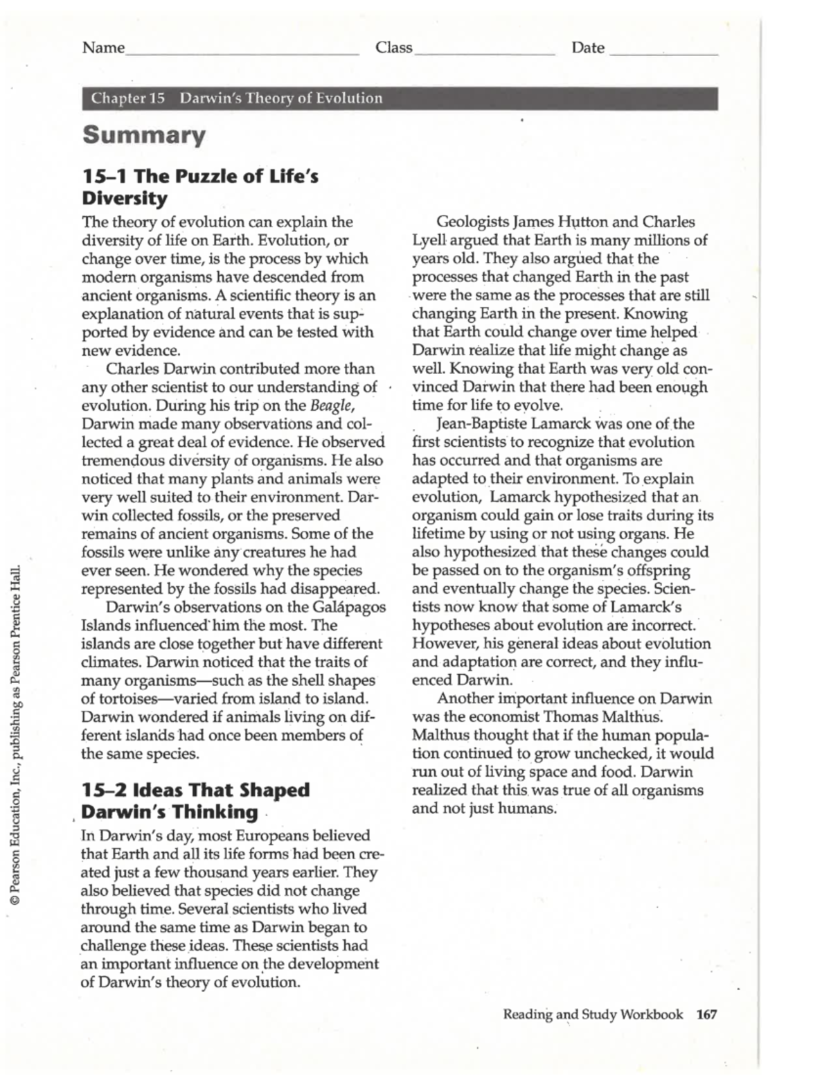 Ch.15+Workbook Copy - Darwin’s theory of evolution - Fossils ...