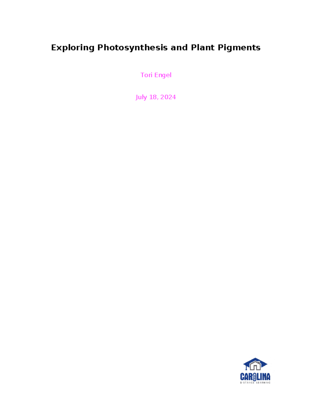 LAB 6 - LAB - Exploring Photosynthesis and Plant Pigments Tori Engel ...
