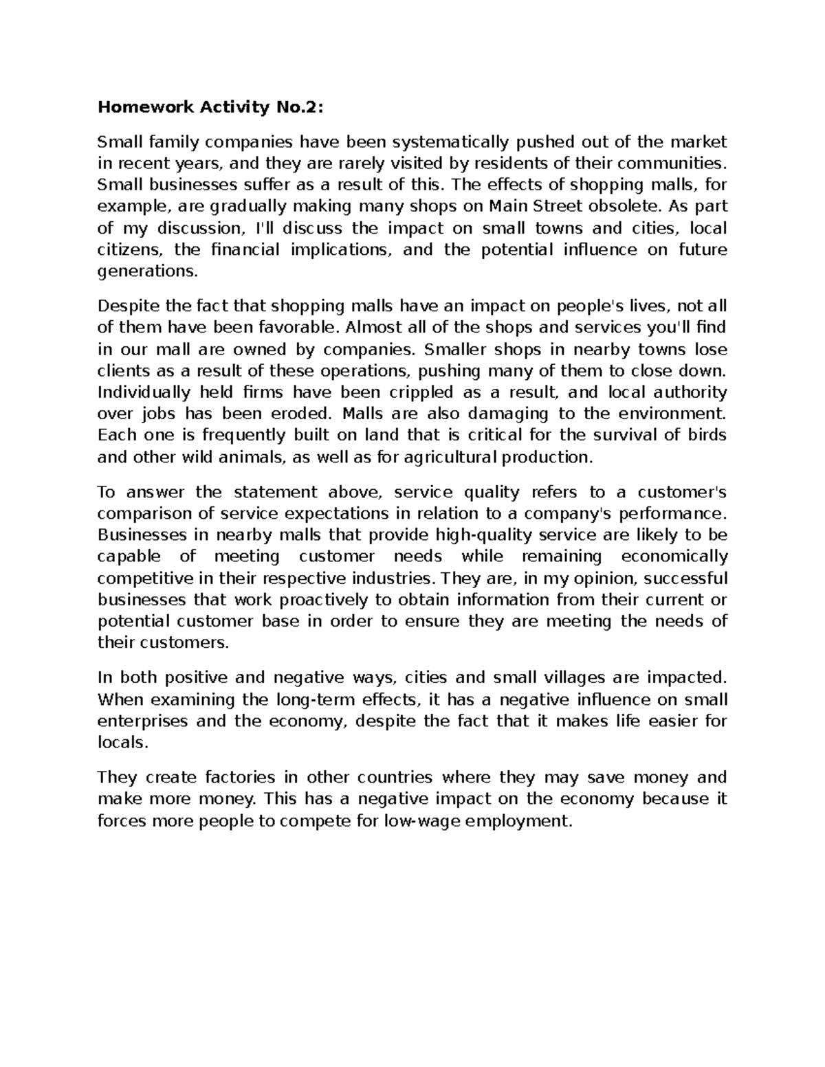 Homework Activity No - Lecture notes 1 - Homework Activity No: Small ...