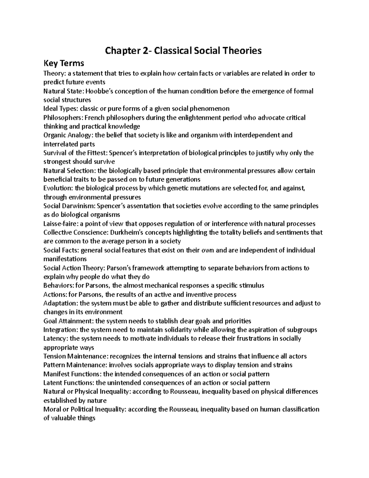 Chapter 2- Classical Social Theories - Studocu