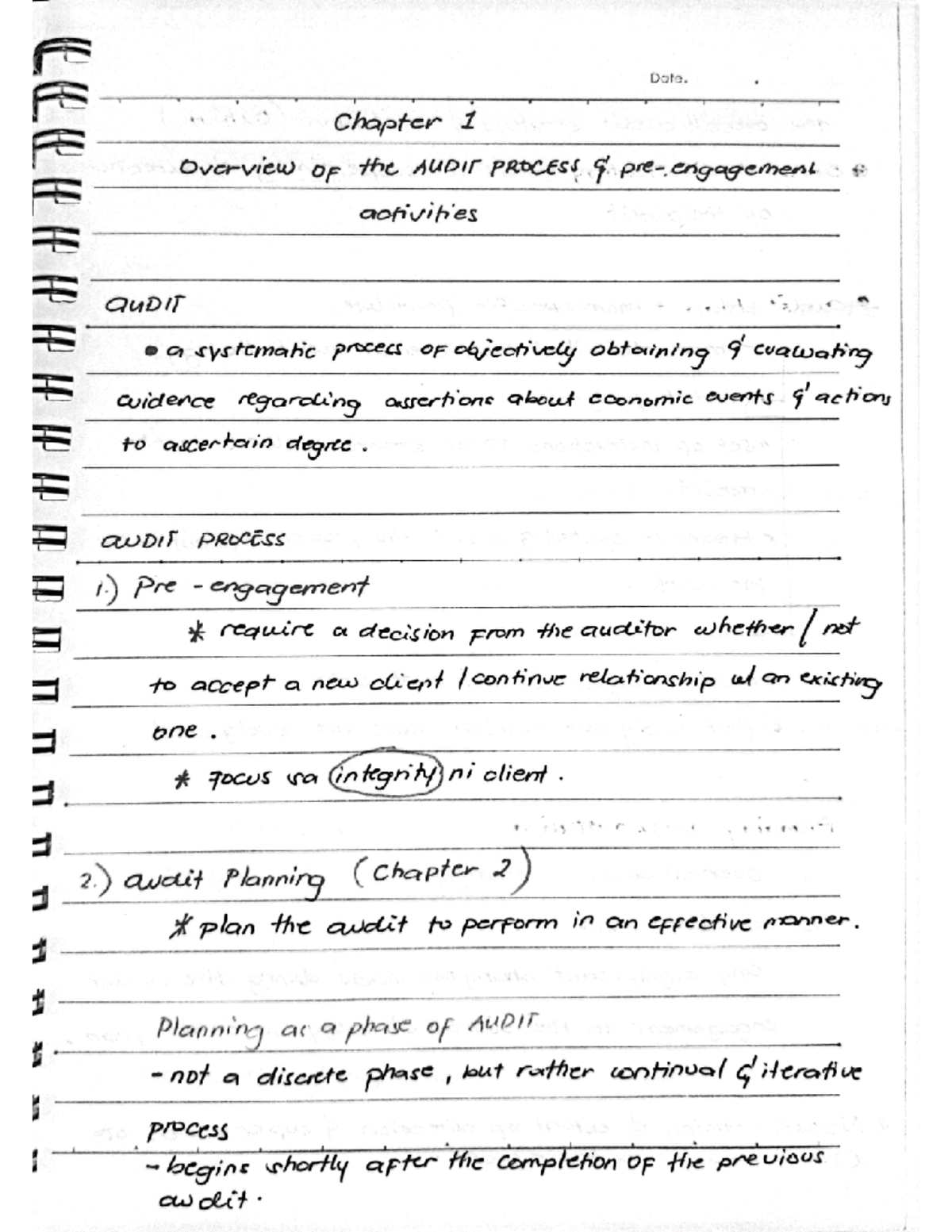 Audit Cycle overview chapter 1-3 of escala audit theory - Date. F ...