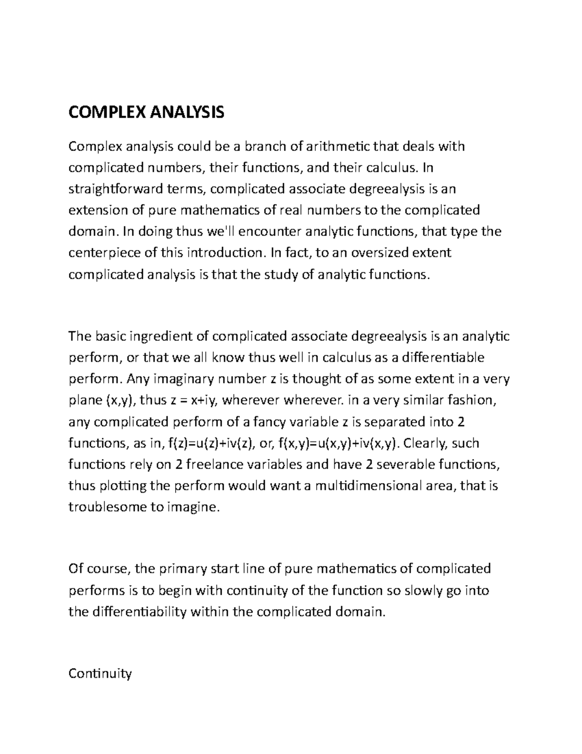 Complex Analysis - Lecture notes 1 - COMPLEX ANALYSIS Complex analysis ...