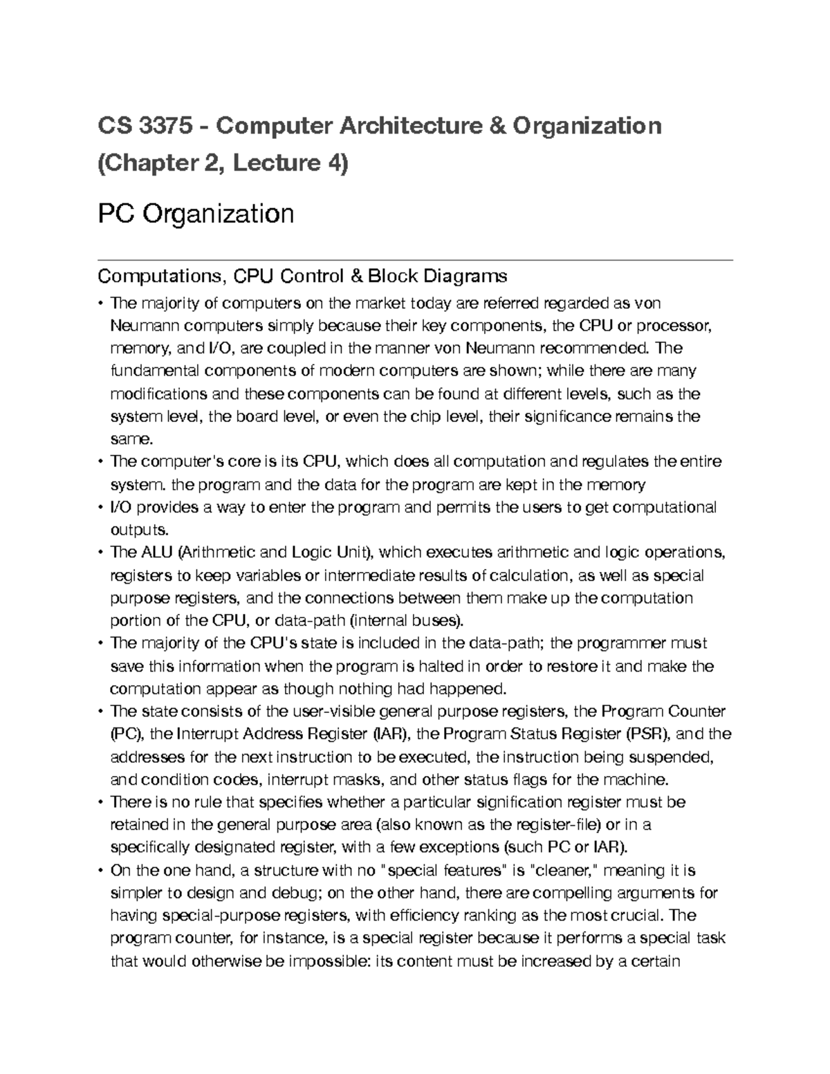CS 3375 Notes - Ch2L4 - CS 3375 - Computer Architecture & Organization ...