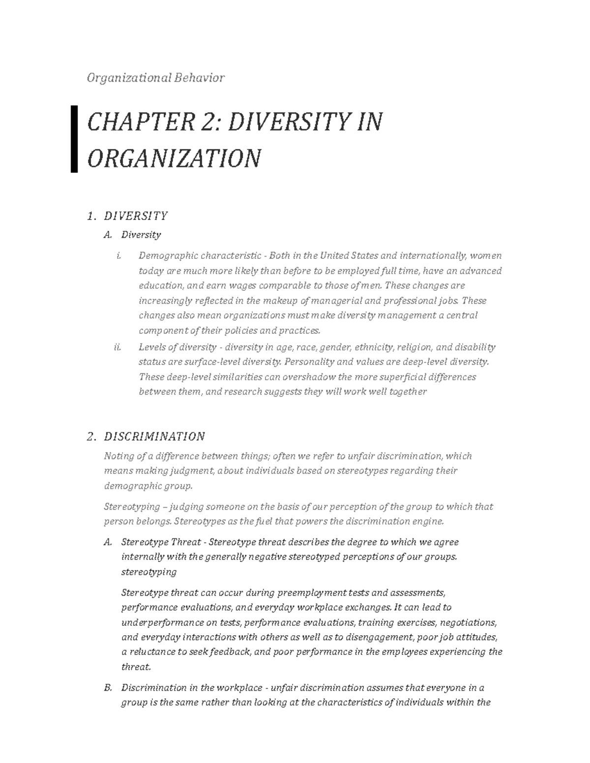 Organizational Behavior Ch 2 - Organizational Behavior CHAPTER 2 ...