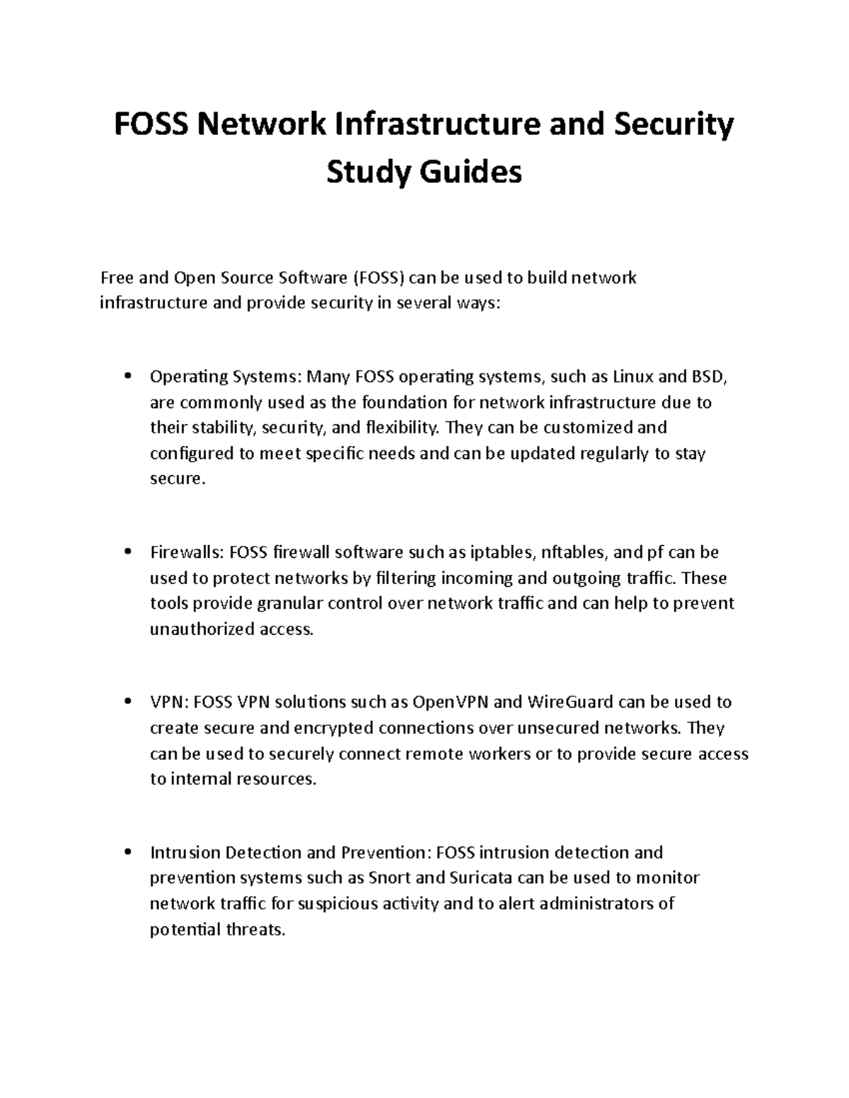 FOSS Network Infrastructure and Security Study Guides - They can be ...