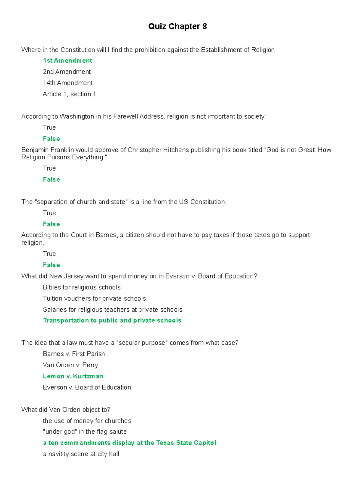 Chapter 8 Quiz - Quiz Assignment - Quiz Chapter 8 Where in the ...