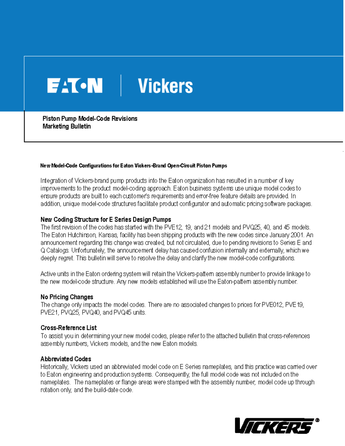 Cross Reference PVE PVQ Actualizados - New Model-Code Configurations ...
