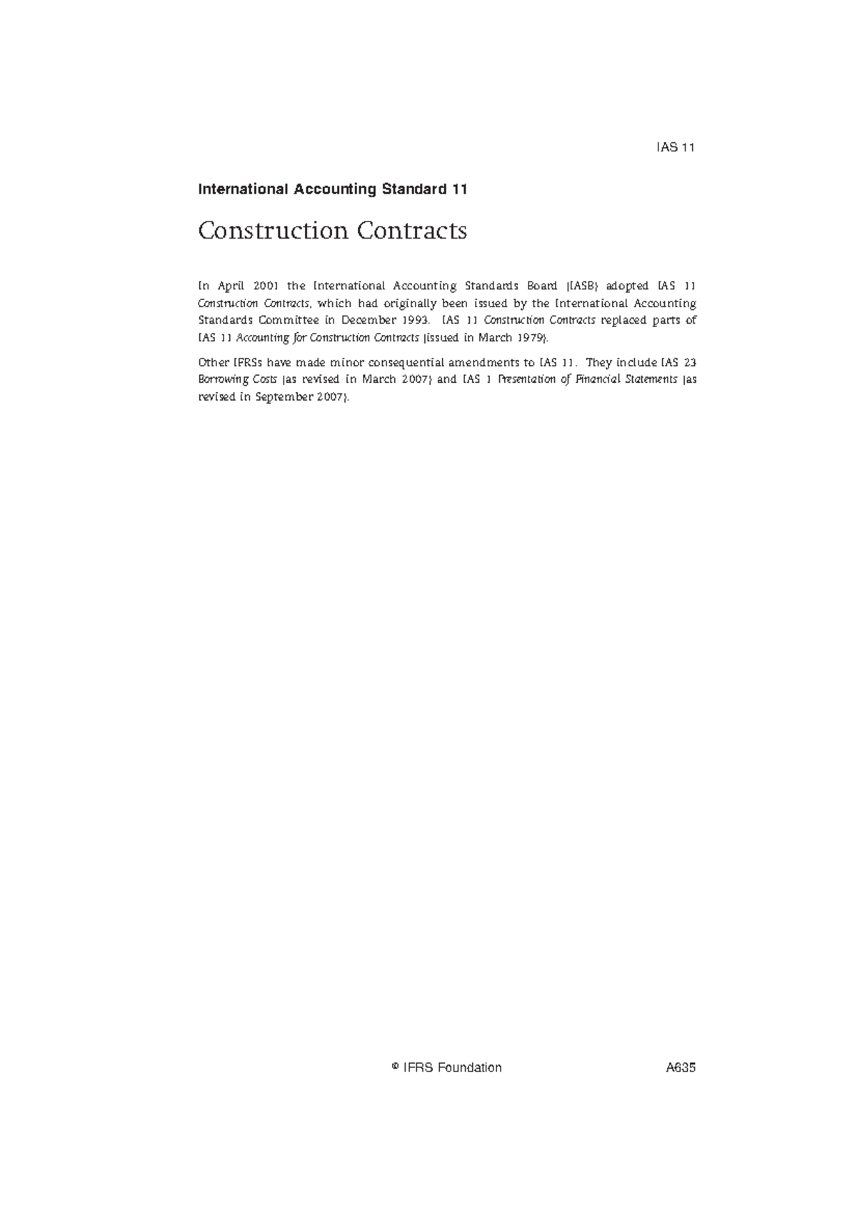 Ias 11 - International Accounting Standard 11 Construction Contracts In ...