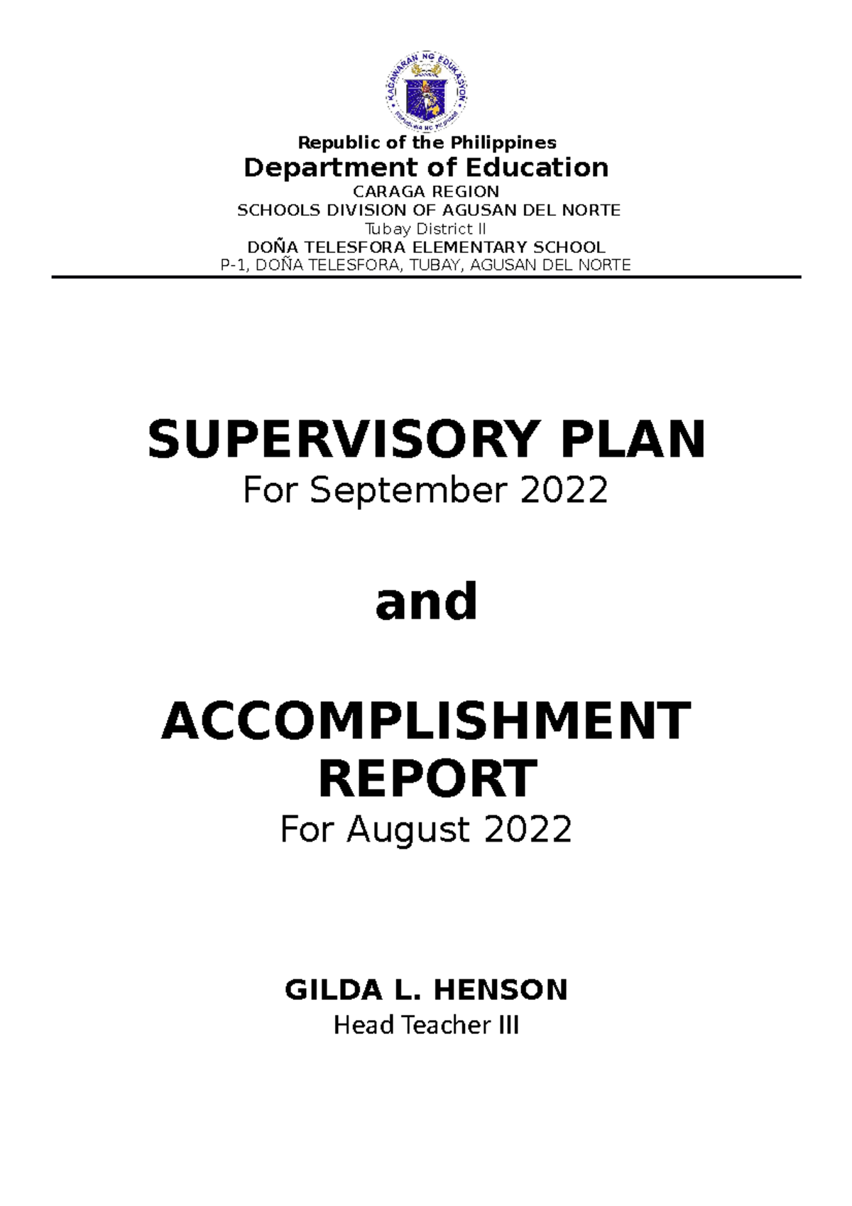 Supervisory-Plan September-2022 - Republic of the Philippines ...