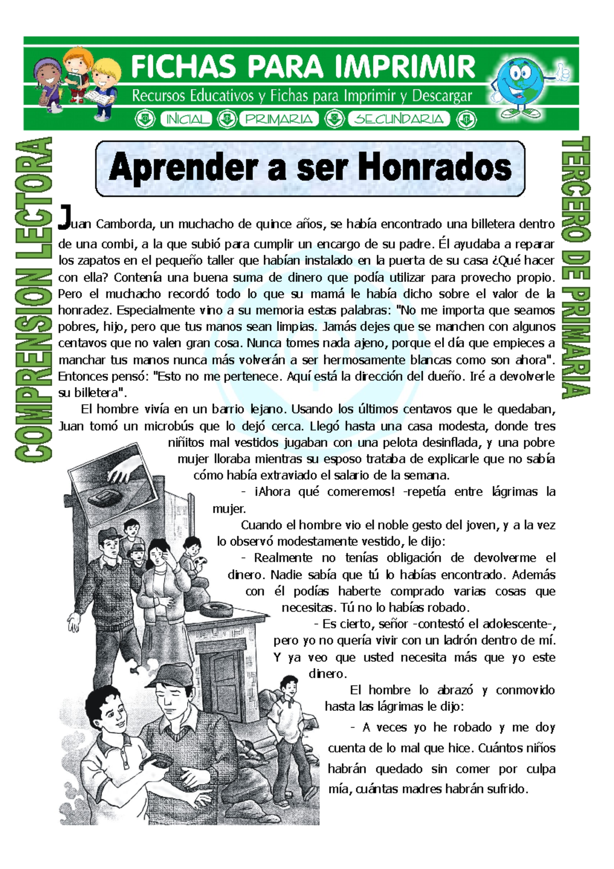 aprender a ser honrados - Juan Camborda, un muchacho de quince años, se ...