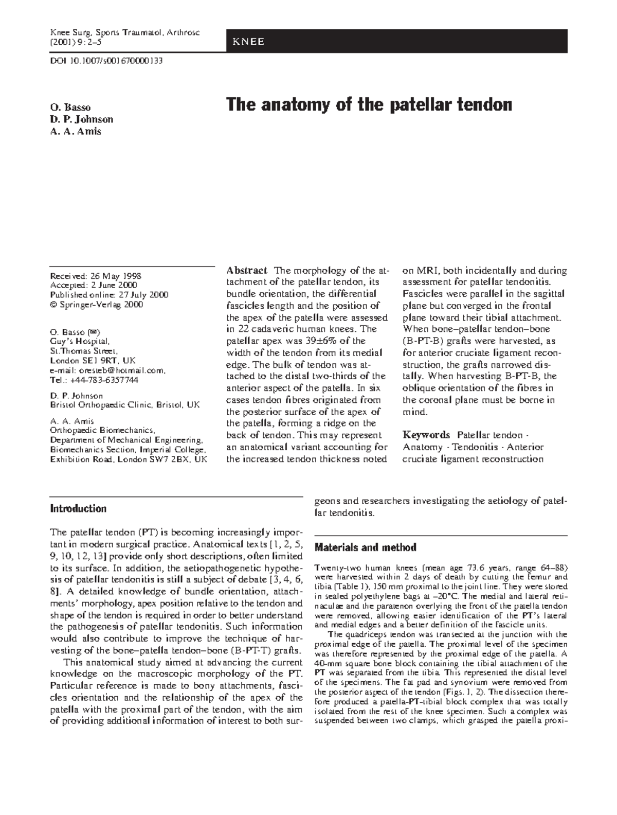 Anatomia DEL Tendon Patellar - Introduction The patellar tendon (PT) is ...