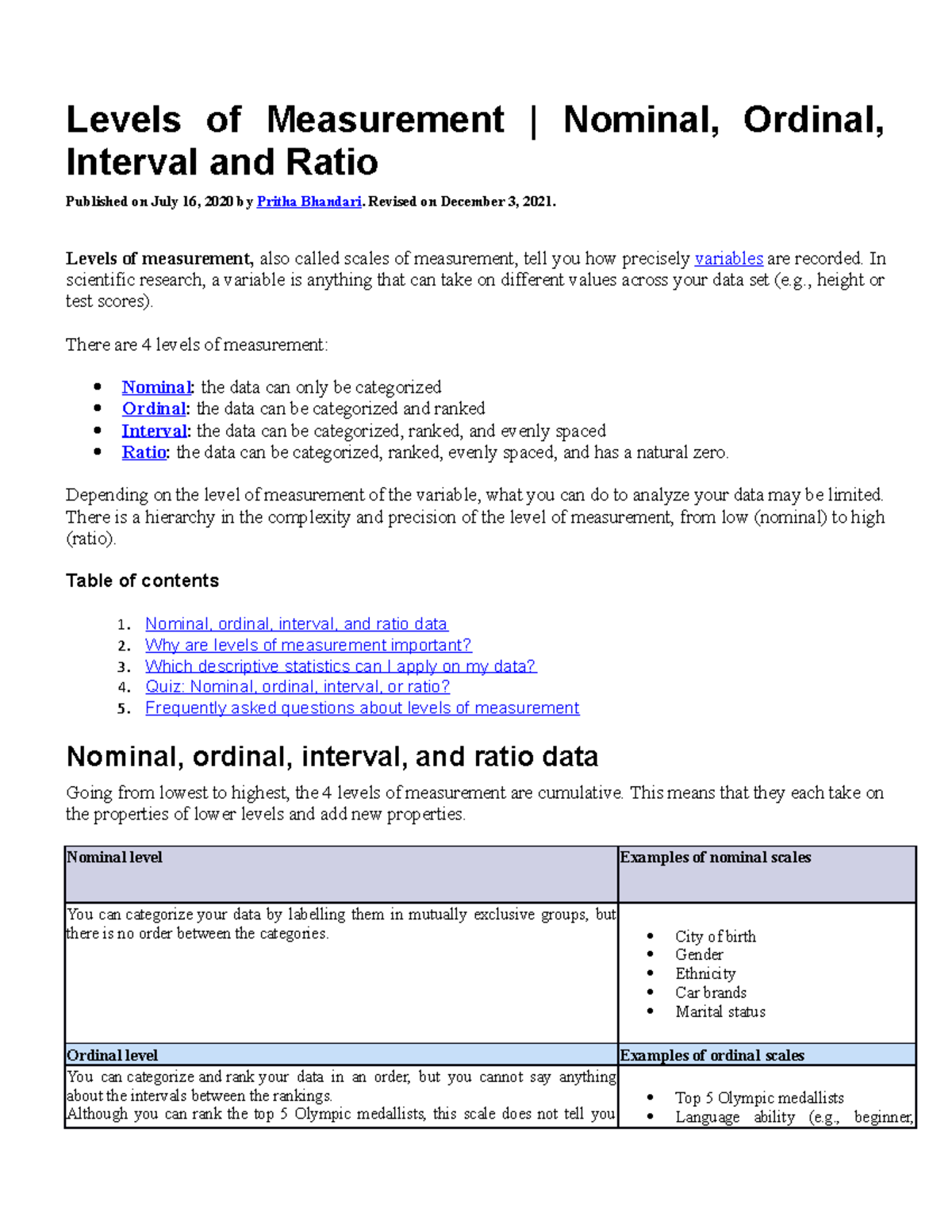 Levels of Measurement Scribbr - Levels of Measurement | Nominal ...