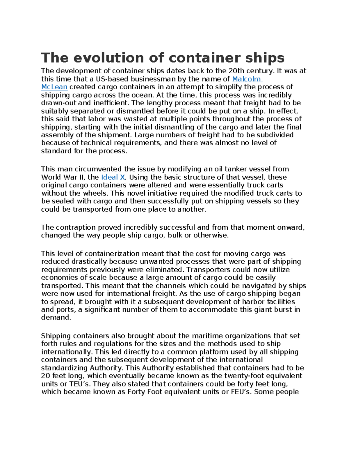 The evolution of container ships - It was at this time that a US-based ...