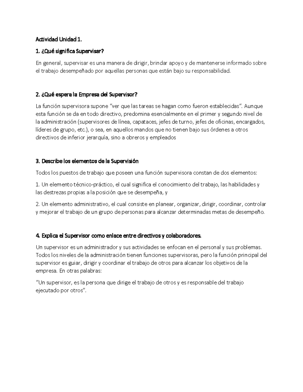 Fundamentos suppervison - Actividad Unidad 1. ¿Qué significa Supervisar ...