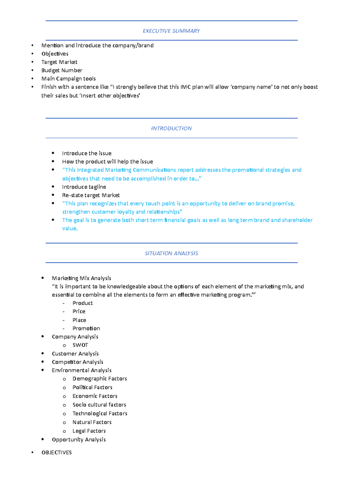 IMC-EXAM-PLAN - Summary Integrated Marketing Communications - EXECUTIVE ...