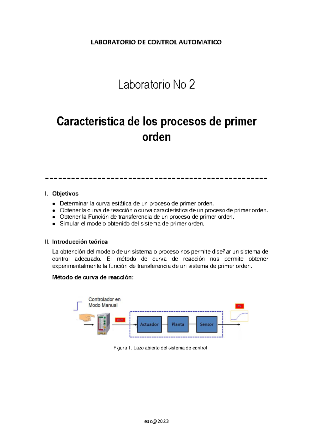 Guia Laboratorio 2-5 - eac@202 3 LABORATORIO DE CONTROL AUTOMATICO ...