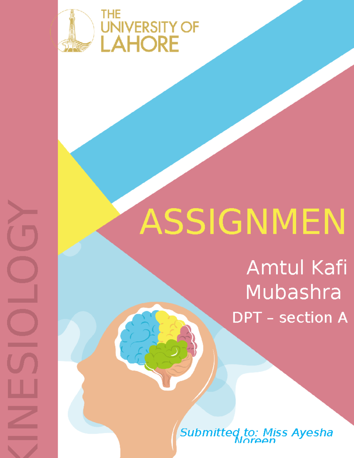 TWO Joint Muscle WORK - Submitted to: Miss Ayesha Noreen Amtul Kafi Mubashra DPT – section A ...