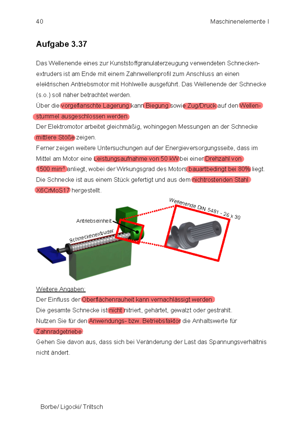 Übungsaufgaben Festigkeitsberechnung (3.37) - Aufgabe 3. Das Wellenende ...