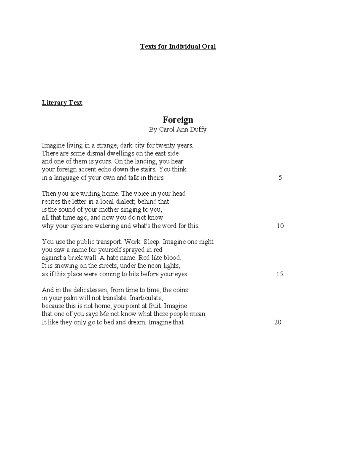 Texts Choices for Individual Oral - Texts for Individual Oral Literary ...