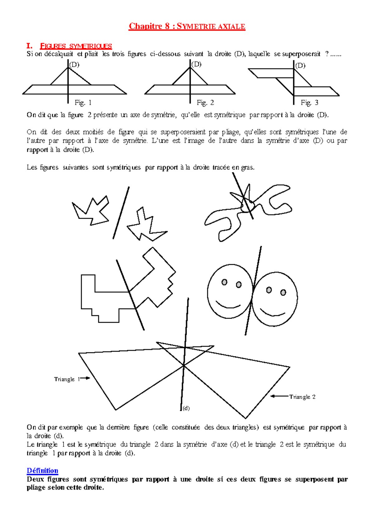 Chapitre 10 : Symétrie Et Figures Usuelles. I- Axes De – JQMCLV
