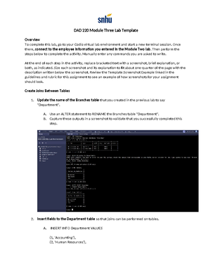 DAD 220 Module Four Lab - Lab - DAD 220 Module Four Lab Template ...