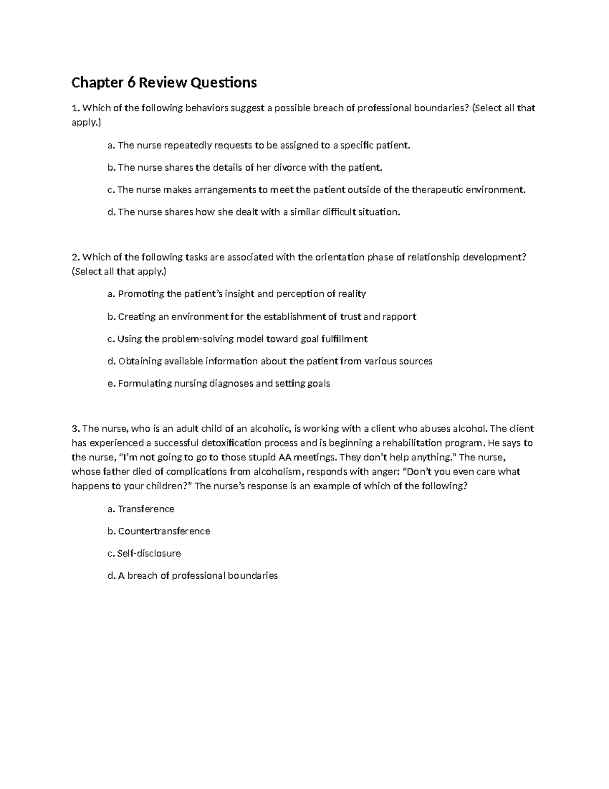 Chapter 6 Review Questions - Chapter 6 Review Questions Which of the ...