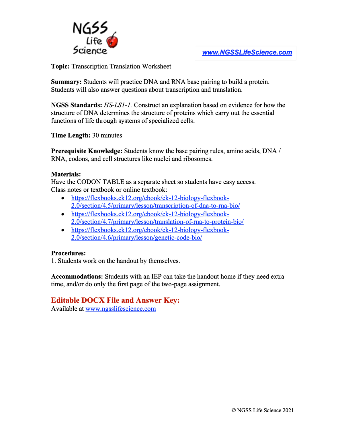 Transcription translation ws - Bachelor of Secondary Education major in ...