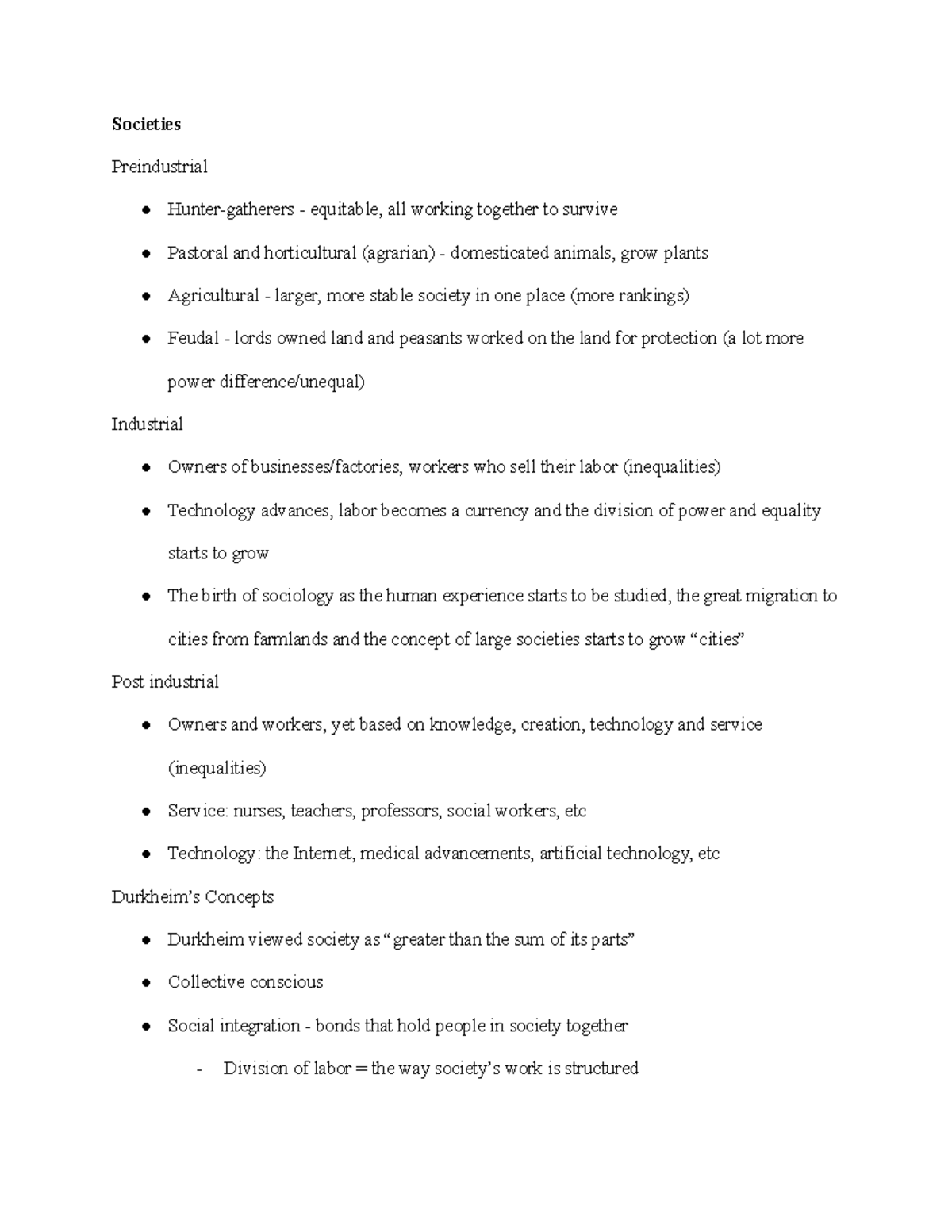 Sociology Module 5 Lecture Notes - Societies Preindustrial Hunter ...