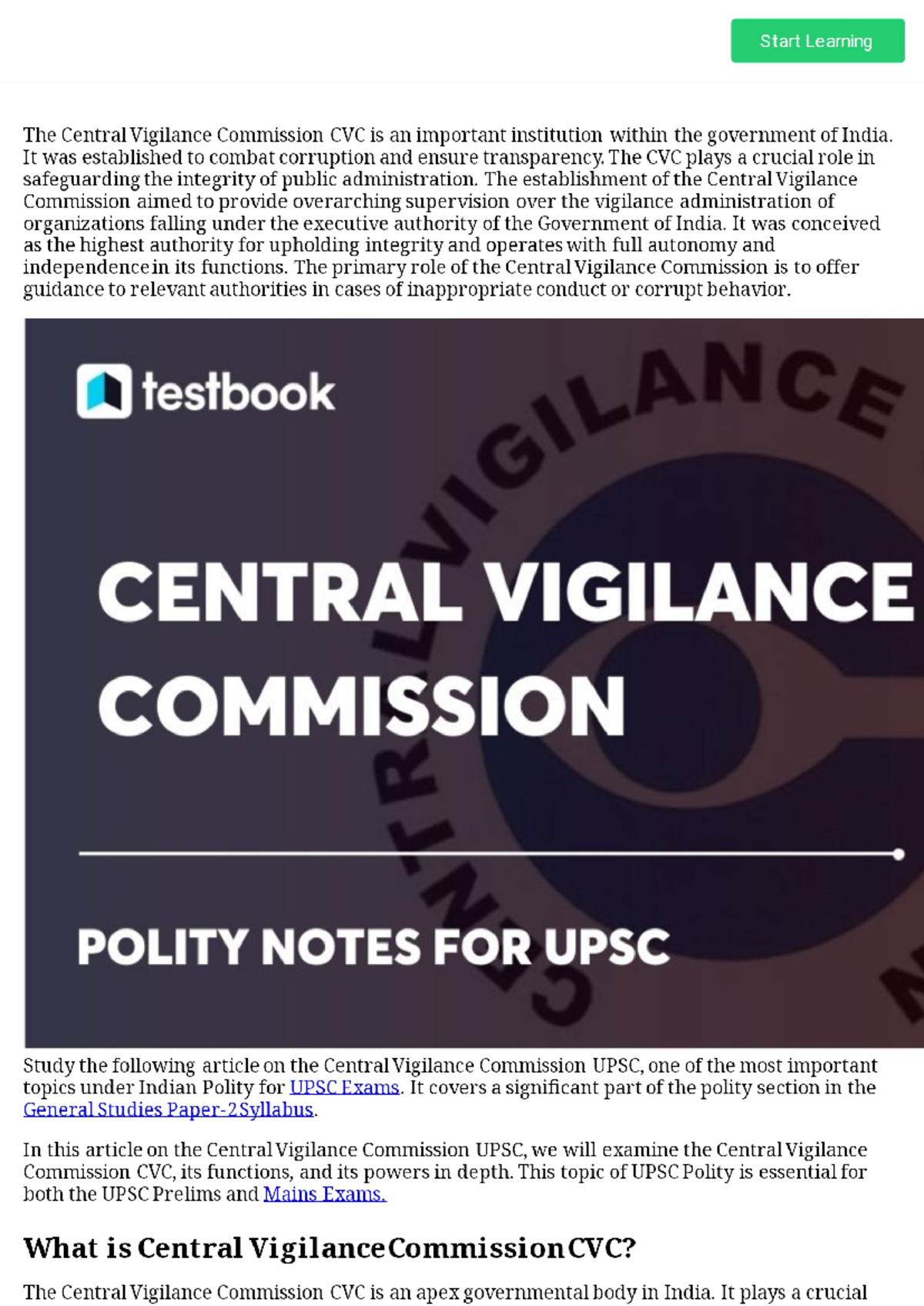 Central Vigilance Commission Powers & functions UPSC Notes - Bachelor ...