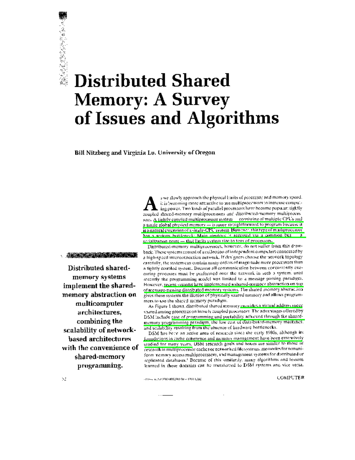 Essence of Machine Learning - Distributed Shared Memory: A Survey of ...