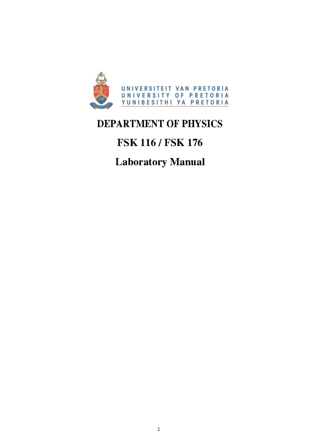 FSK 176 LAB Notes - Summary Physics for Engineers - DEPARTMENT OF ...