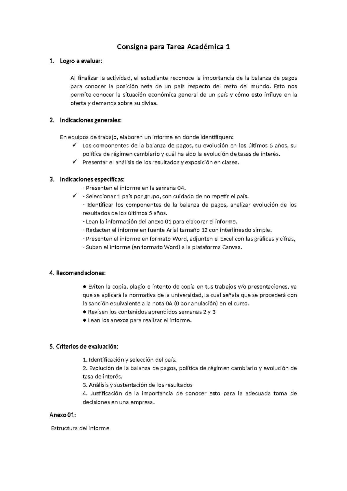 TA 1 Consigna para Tarea Académica 1 - Consigna para Tarea Académica 1 Logro a evaluar: Al ...
