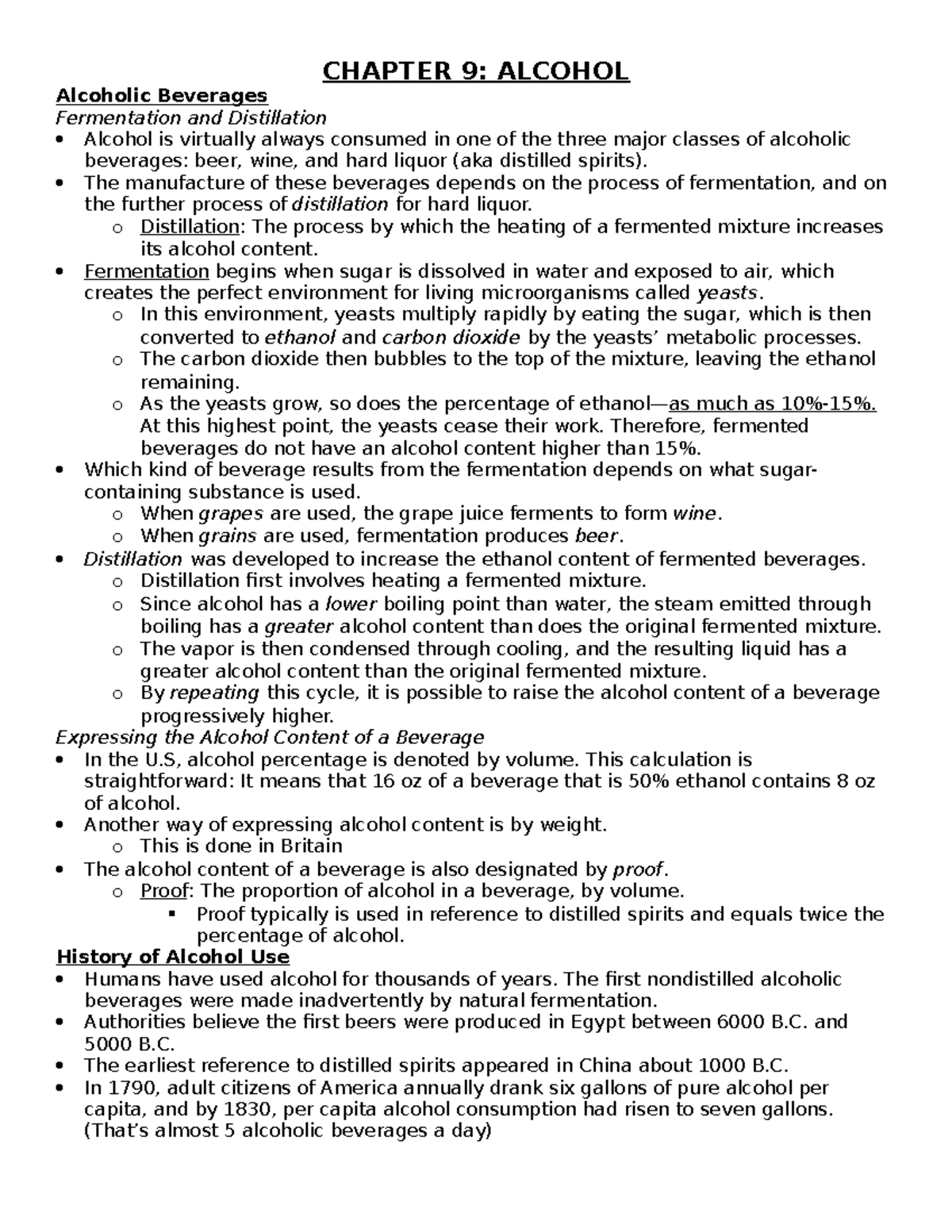 Alcohol and its Prevalence - CHAPTER 9: ALCOHOL Alcoholic Beverages ...