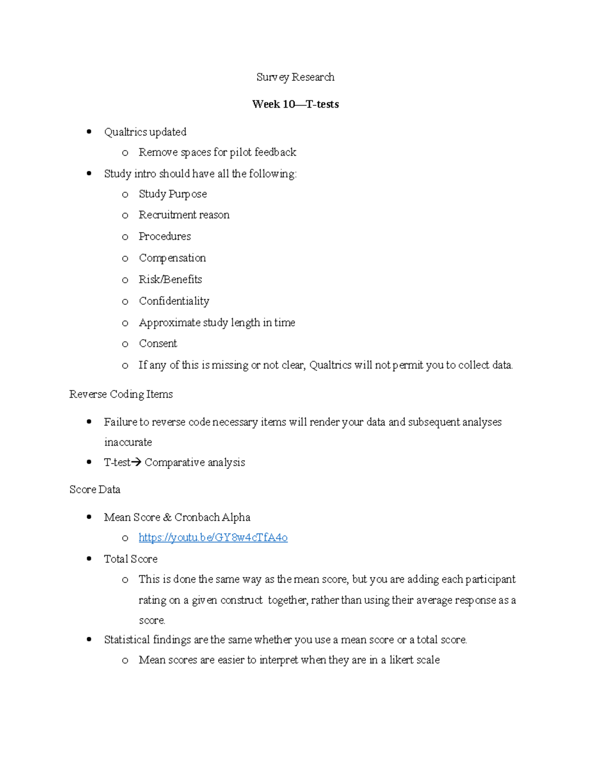 Week 10 and Week 11 - T-test ane Bivarriate Lecture Notes - Survey ...