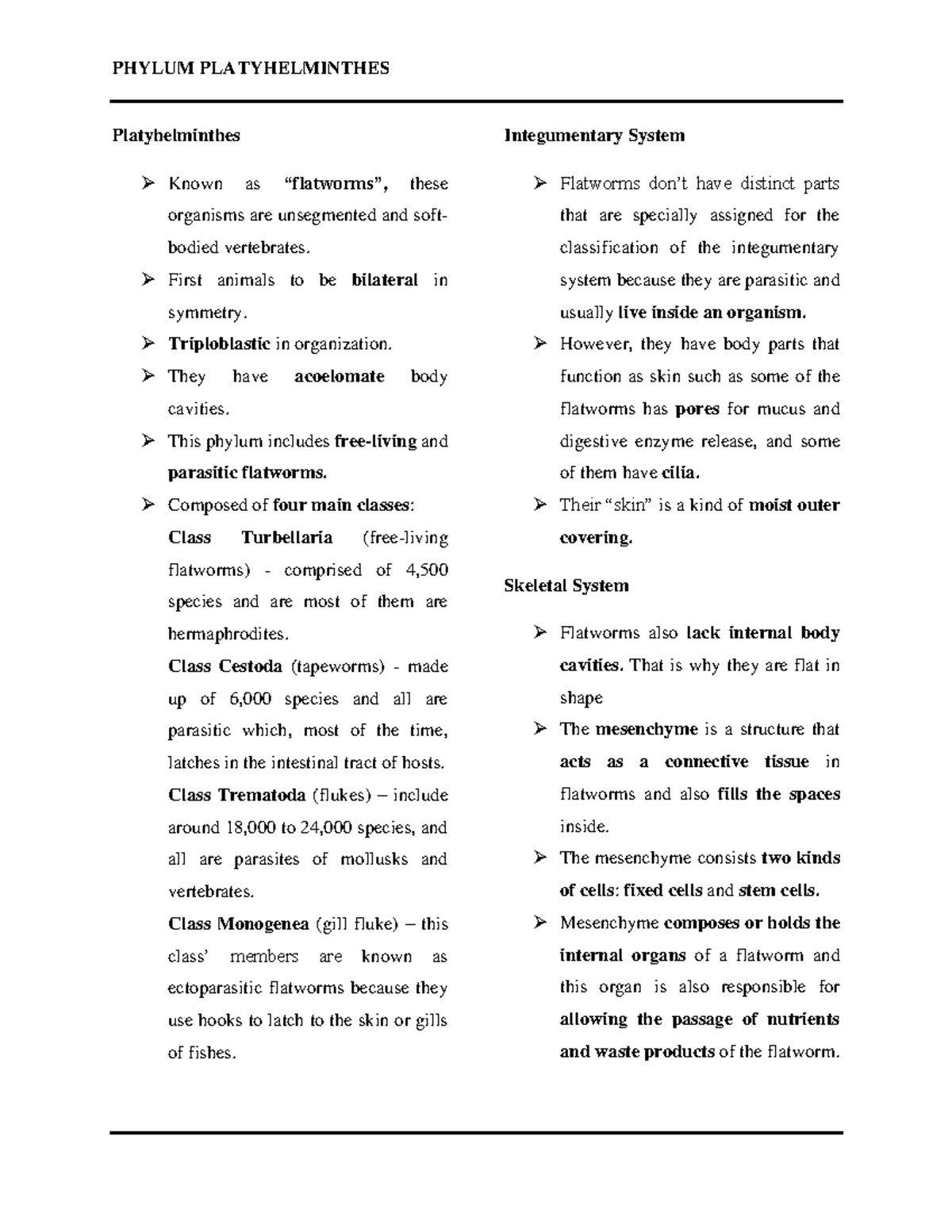 Phylum Platyhelminthes - PHYLUM PLATYHELMINTHES Platyhelminthes Known ...